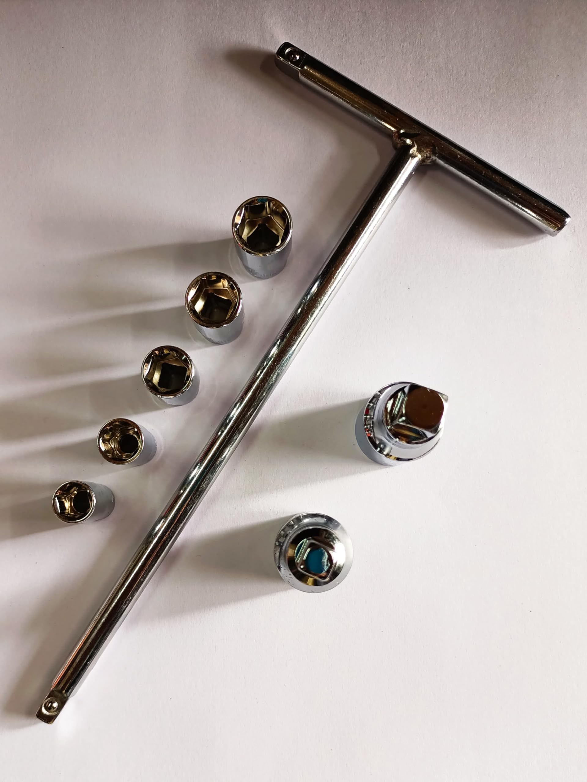 T handle Socket Set with 2 Oil Sockets, 1/4 Drive T-Handle with 8mm ...