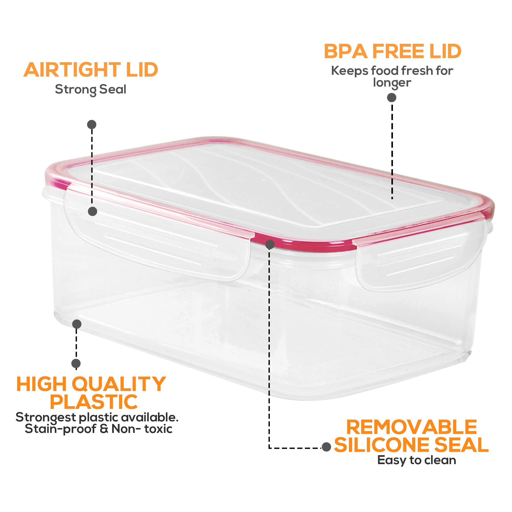 Utopia Kitchen Plastic Food Containers set - Pack of 24 (12 Containers ...