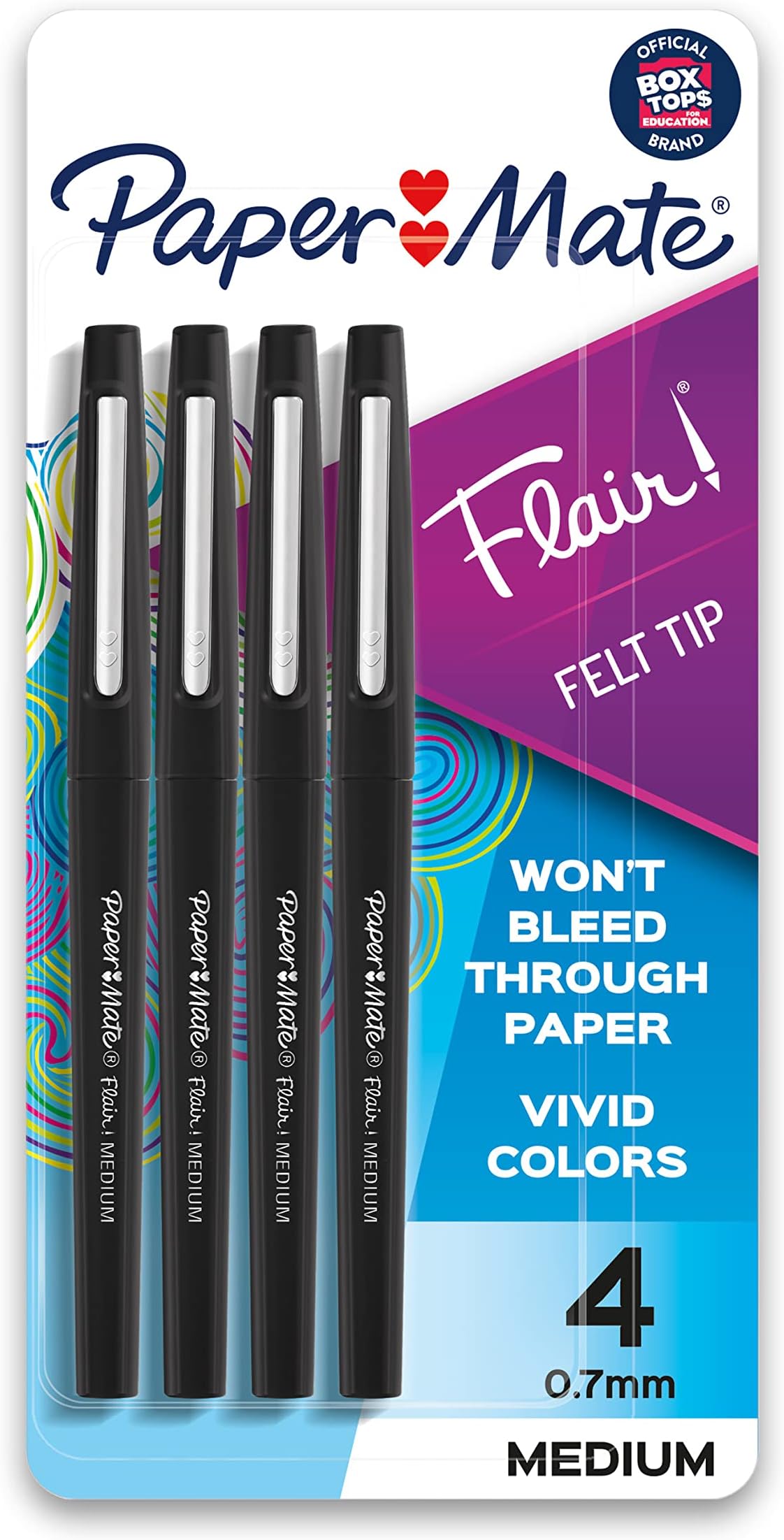Paper Mate Flair Porous-Point Felt Tip Pen, Medium Point, Black, 4 ...