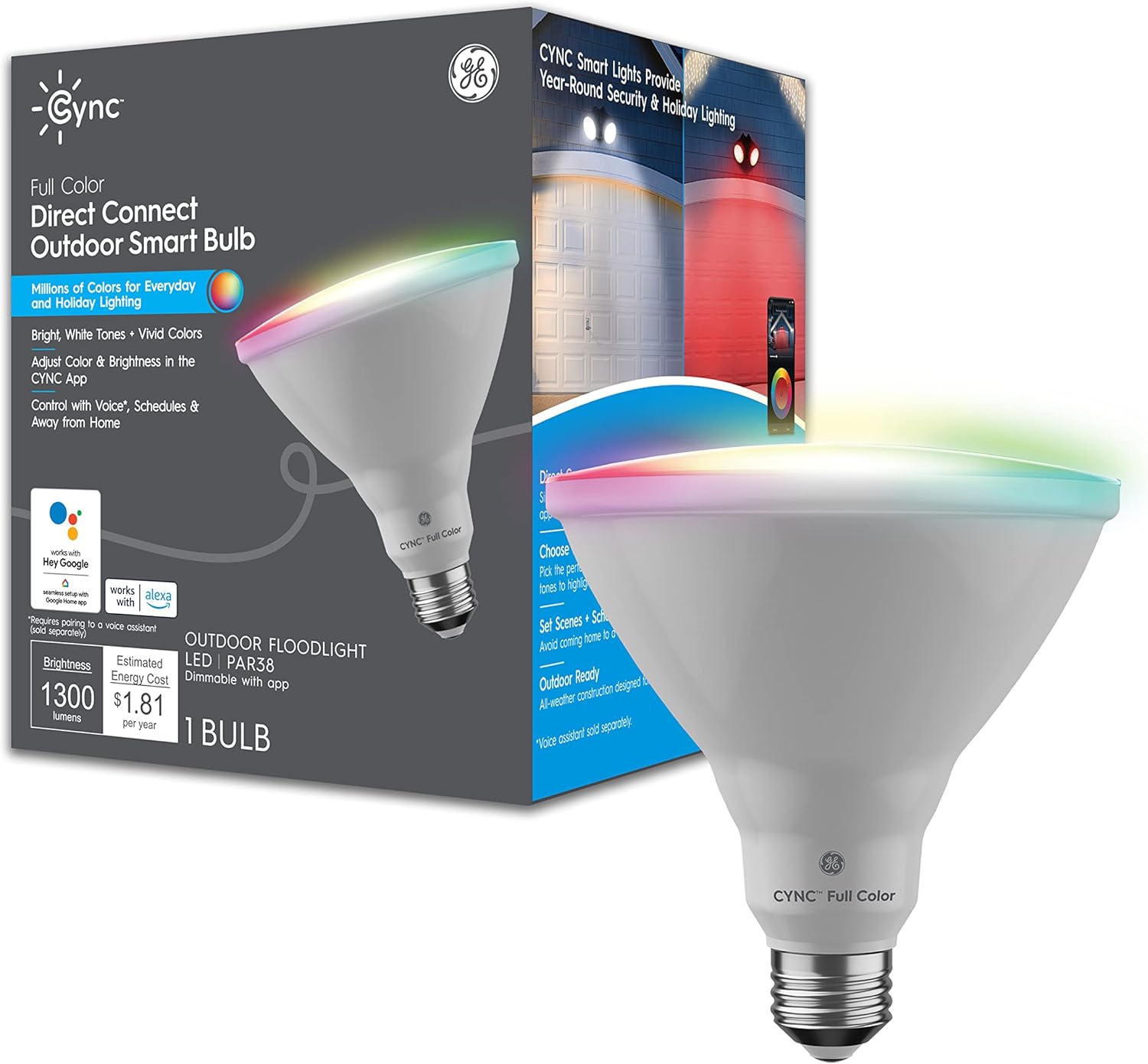 GE Lighting CYNC Smart LED Light Bulb, Color Changing Lights, Bluetooth ...