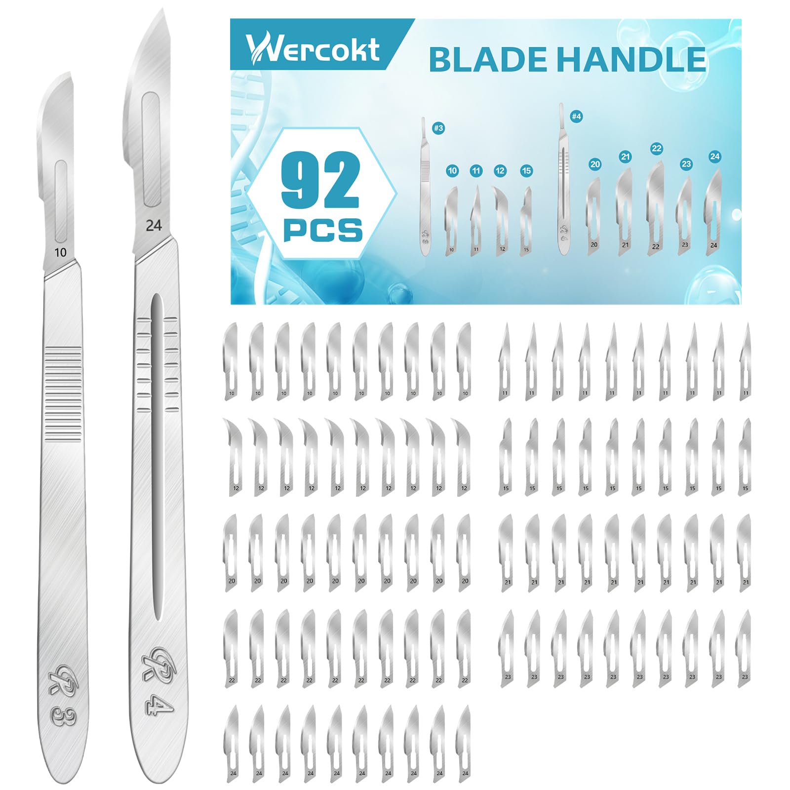 Amazon.com: 92PCS Surgical Blades Kit, 10#11#12#15#20#21#22#23#24 ...