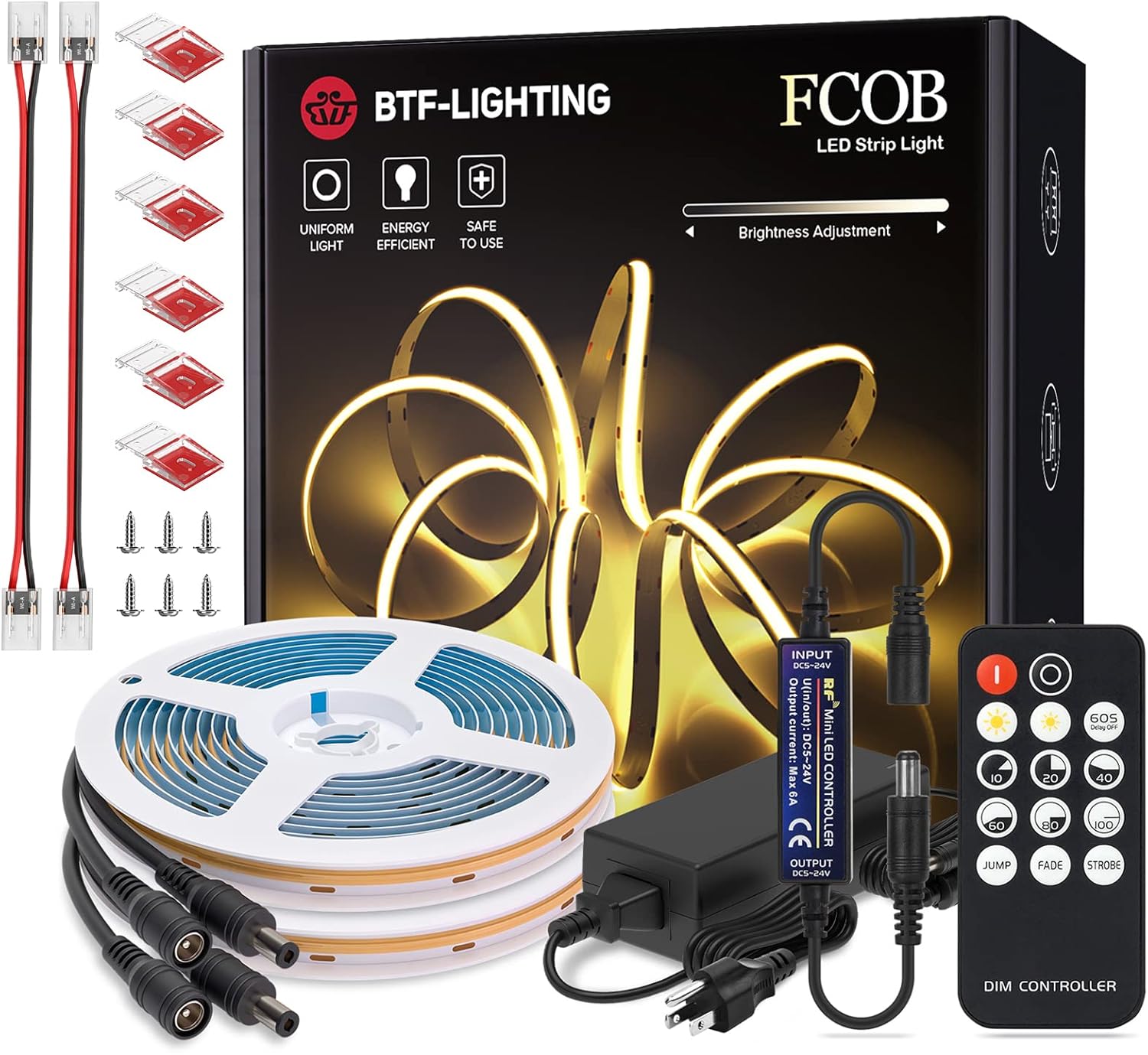 Amazon.com: BTF-LIGHTING FCOB 24V Kit Flexible High Density LED Lights ...