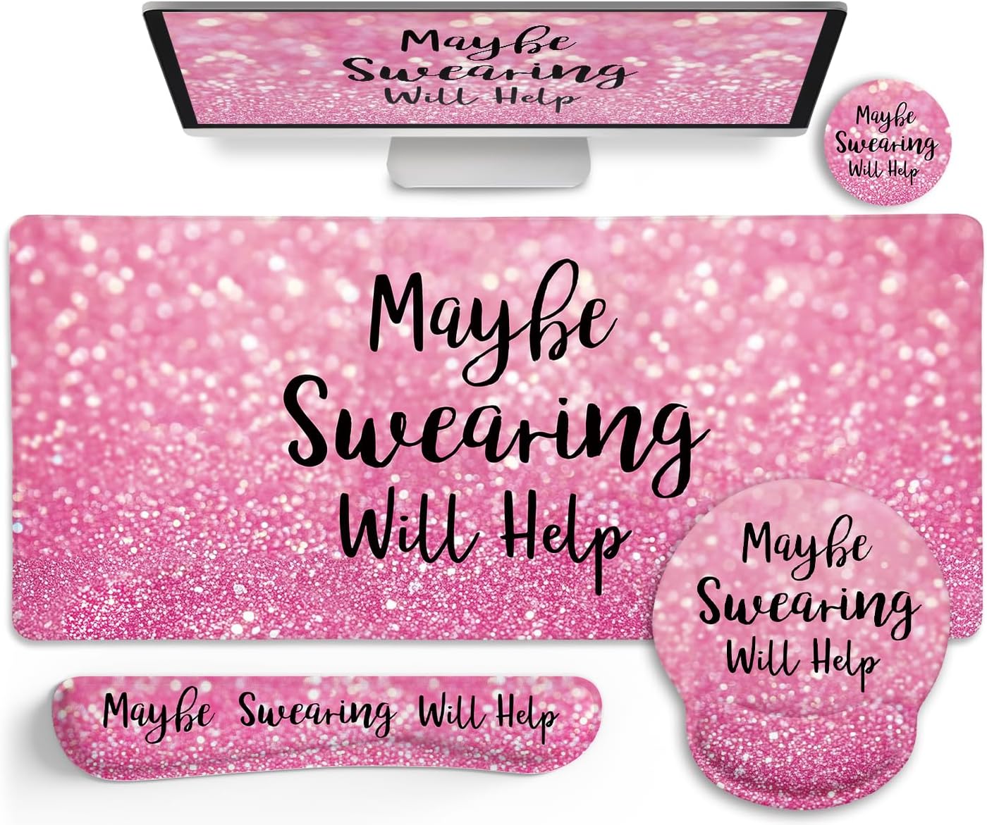 Amazon.com: LIMKRIAN Pink Mouse Pad Set, Ergonomic Mouse Pad with Wrist ...