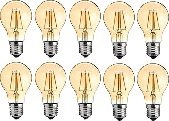 10 Pack Edison Led Light Bulbs, A60 4w Warm Yellow Vintage Filament ...