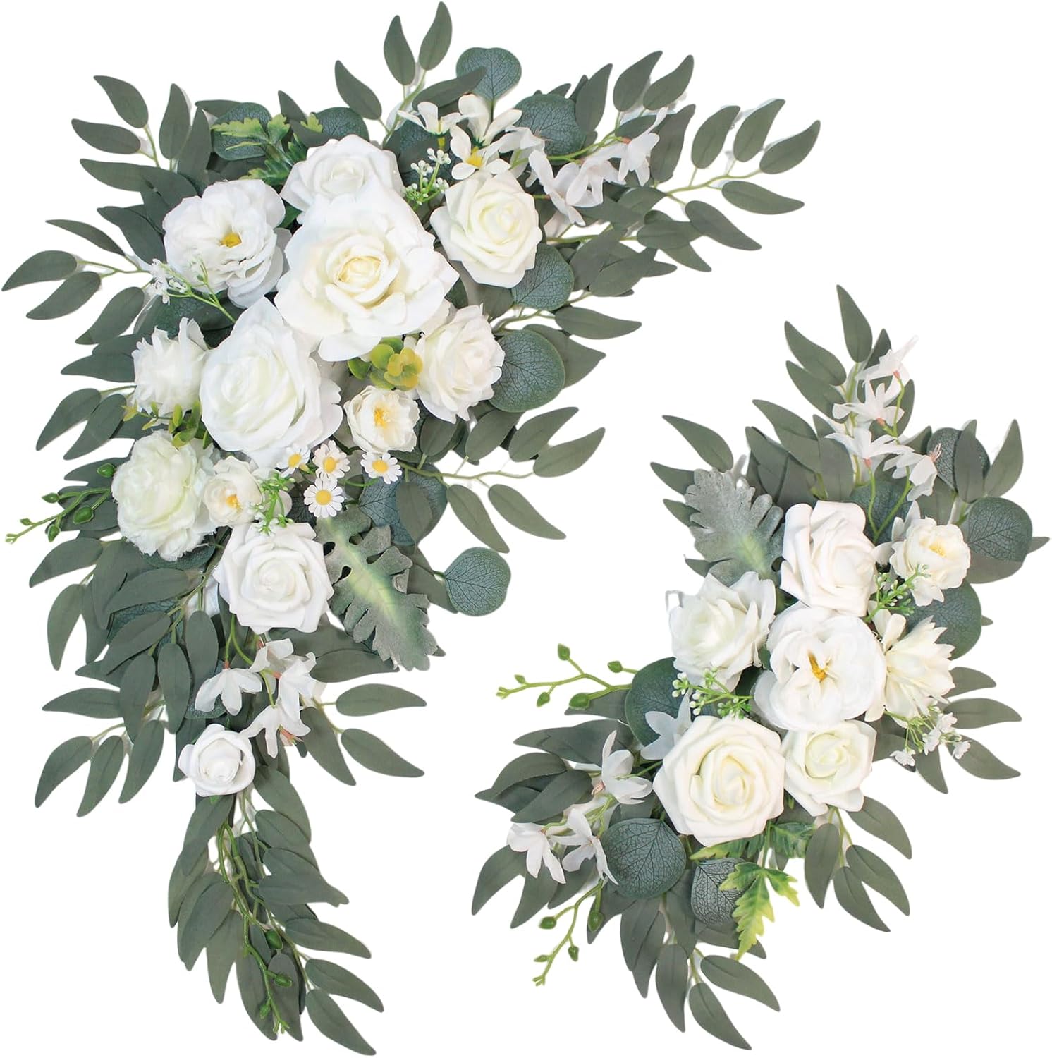 Amazon.com: BMQDSM Wedding Arch Faux Flowers Set of 2, Welcome Sign ...