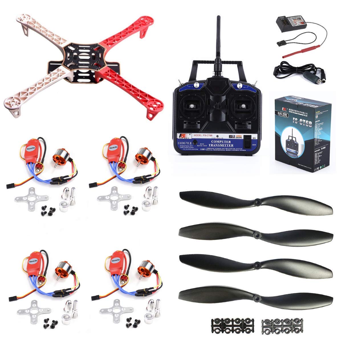 Buy Robotbanao F450 DIY Quadcopter Kit With 4 x A2212 BLDC 1000KV ...