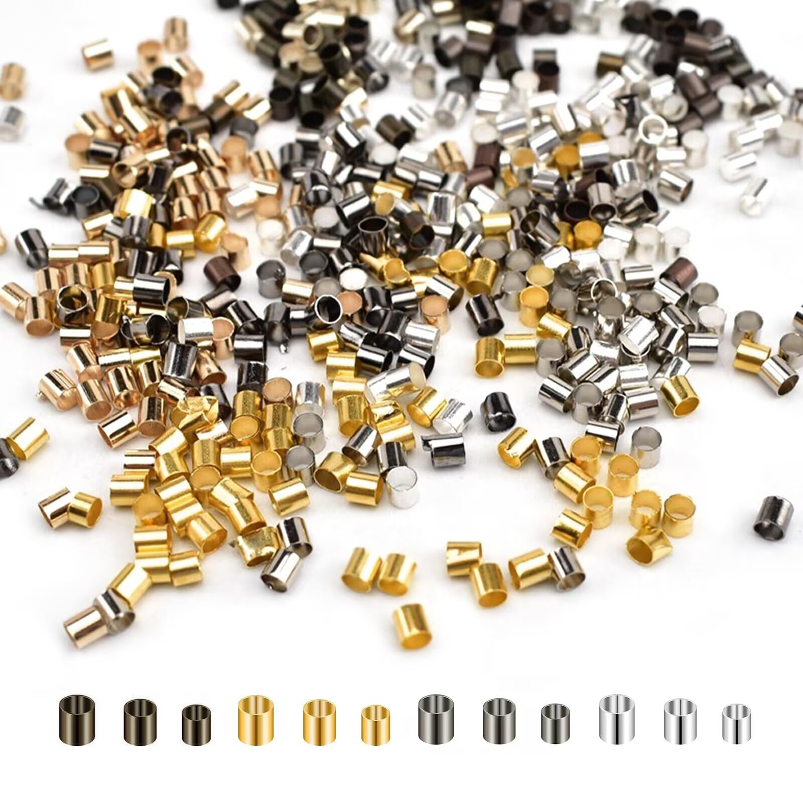 Crimp Beads for Jewellery Making, 1200pcs Crimp Tube Beads Jewelry ...