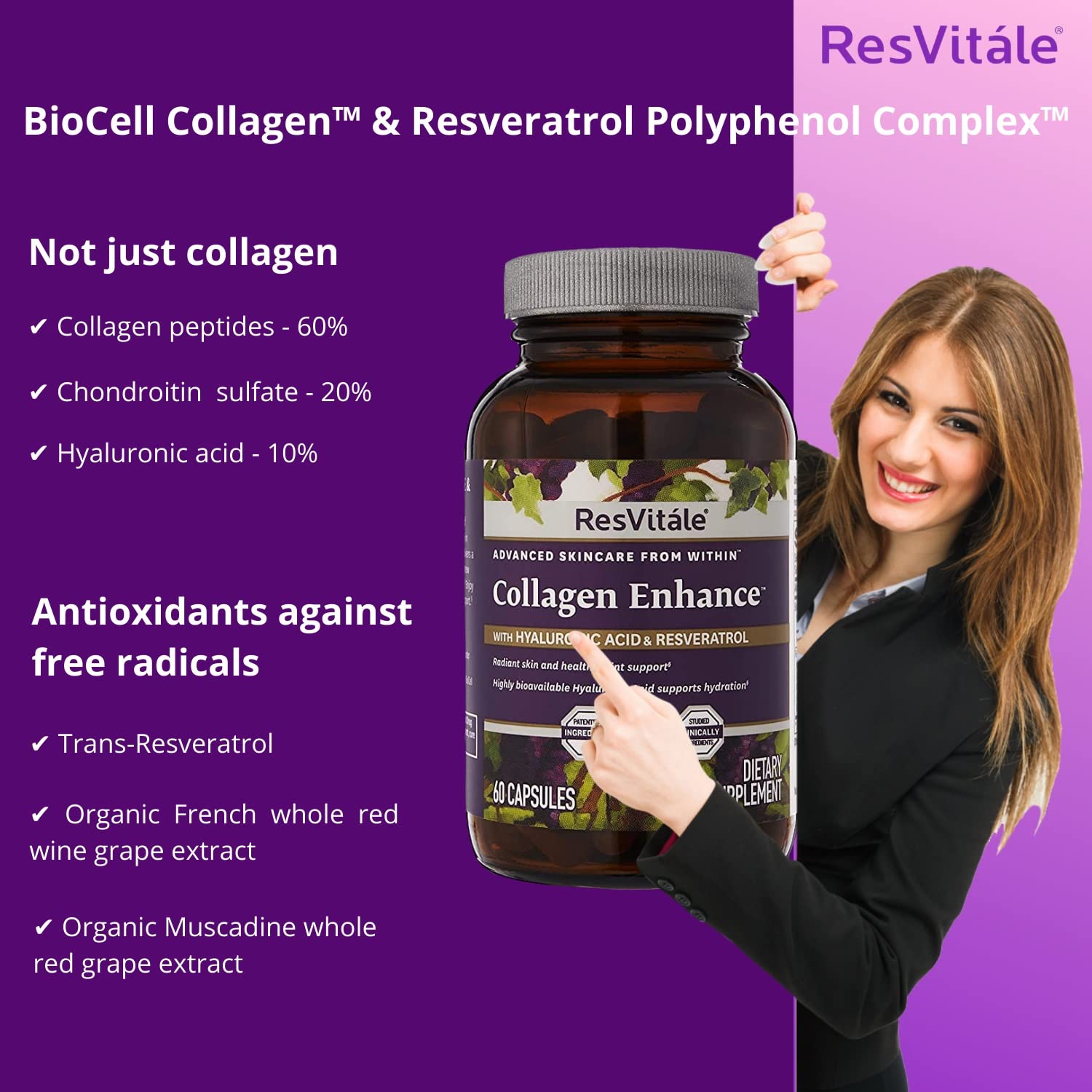 Buy ResVitale Collagen Enhance Anti Aging Skin Care Collagen Supplement ...
