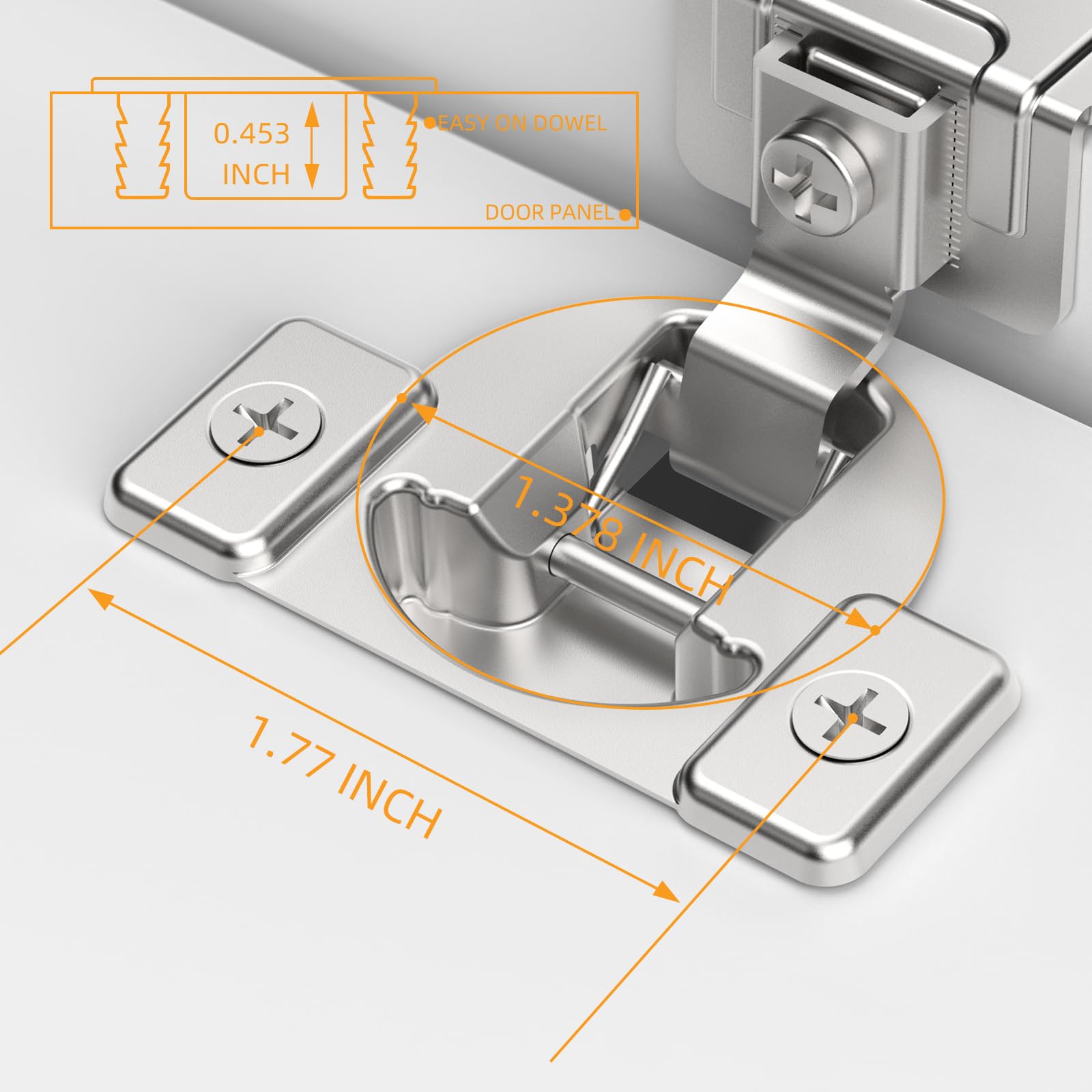 Snapklik.com : Non-Slow Close Regular Hinges, 1-3/8" Overlay Standard ...