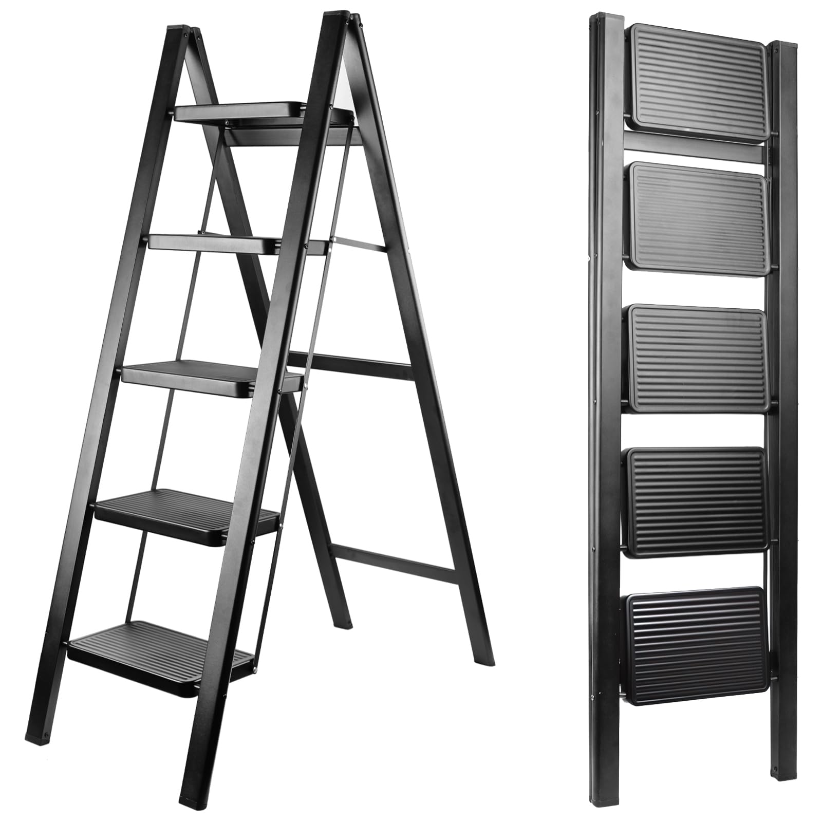 5 Step Ladder Folding Stepladder Lightweight 5-Step Ladder with Anti ...