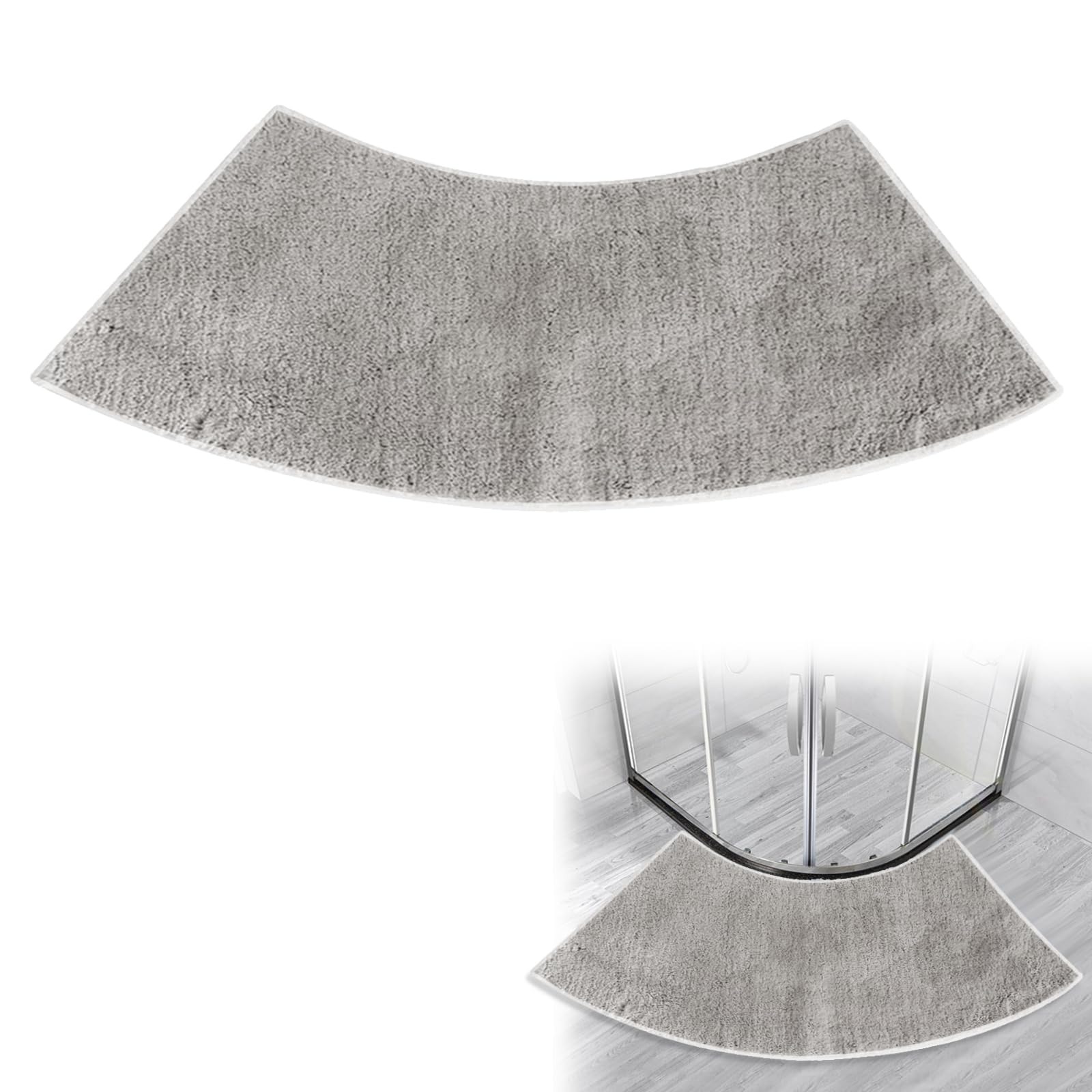 RUCUDIM Fan-shaped Curved Bath Mat, Bath Mats Non Slip Bathroom Mats ...