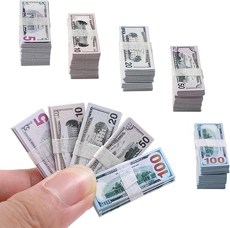 Amazon.com: Clofiak 1:12 Miniature Scene Dollars 1000 Pcs Mini Dollar ...