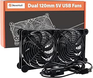 NewHail Quiet Dual 120mm Router Fan Cooler with L/M/H 3-Degree Speed ...