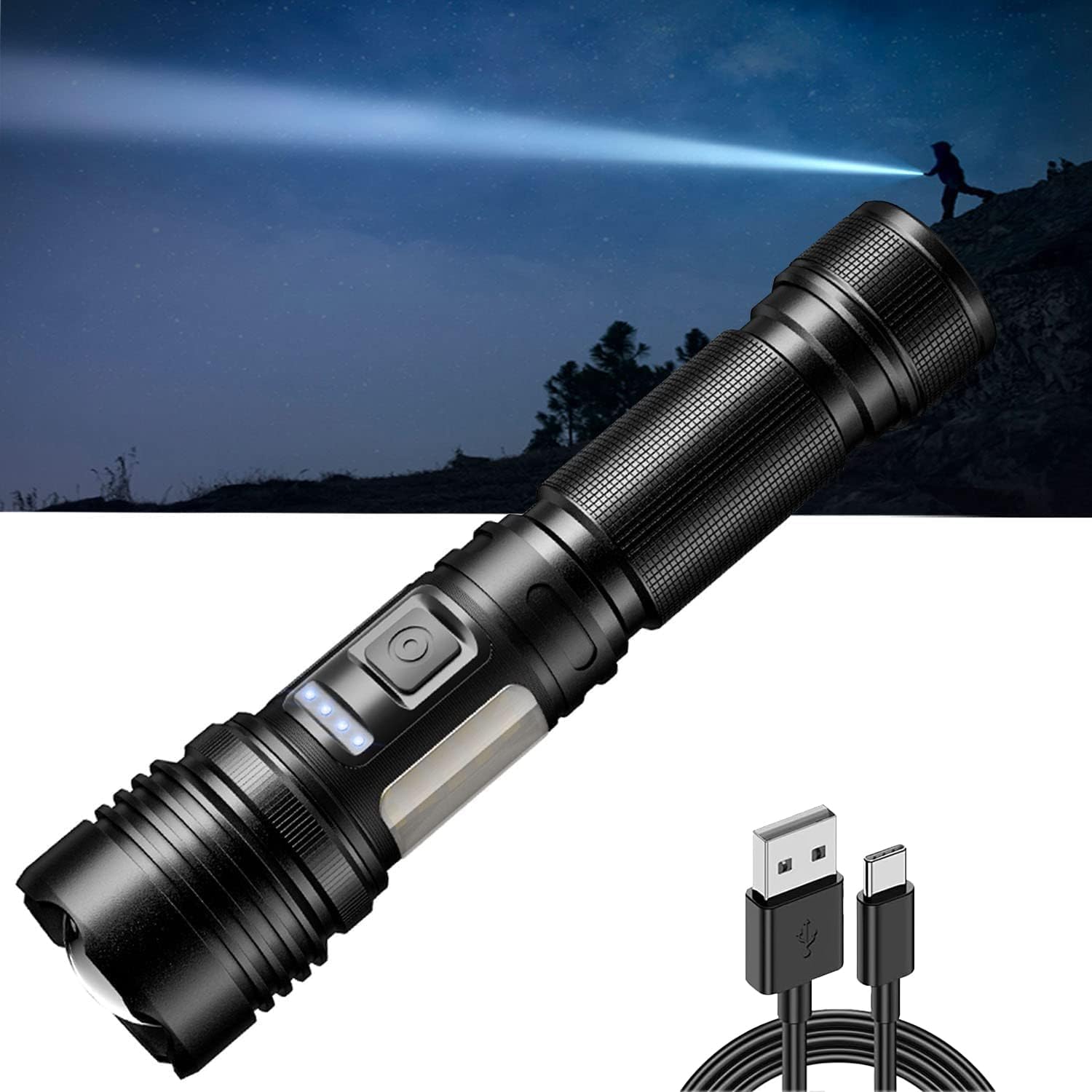 Super Bright 20000 High Lumens Led Flashlight Rechargeable,7 Modes ...