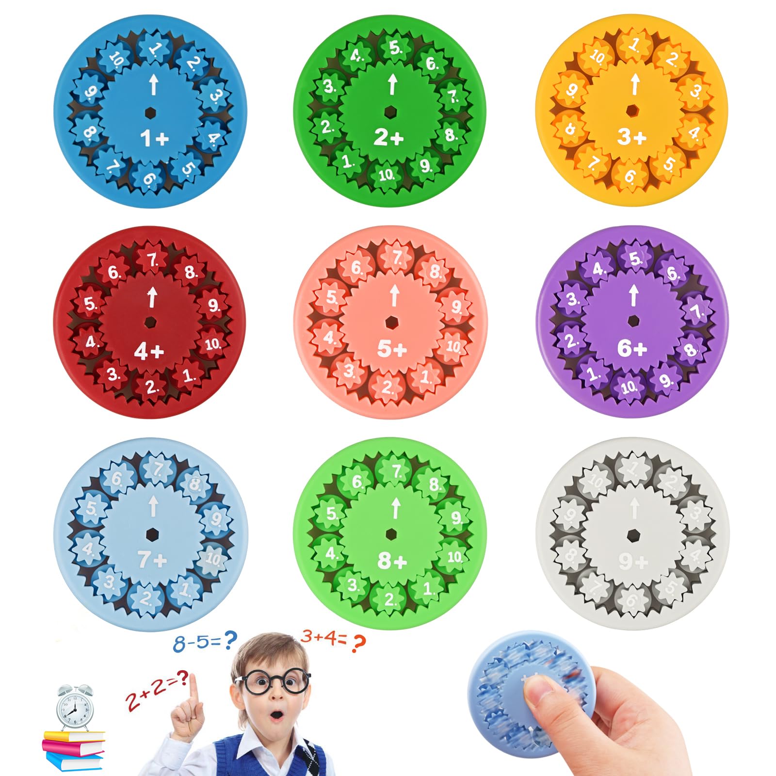 Math Fidget Spinners, 9Pcs Math Fidget Toy, Math Facts Fidget for Kids ...