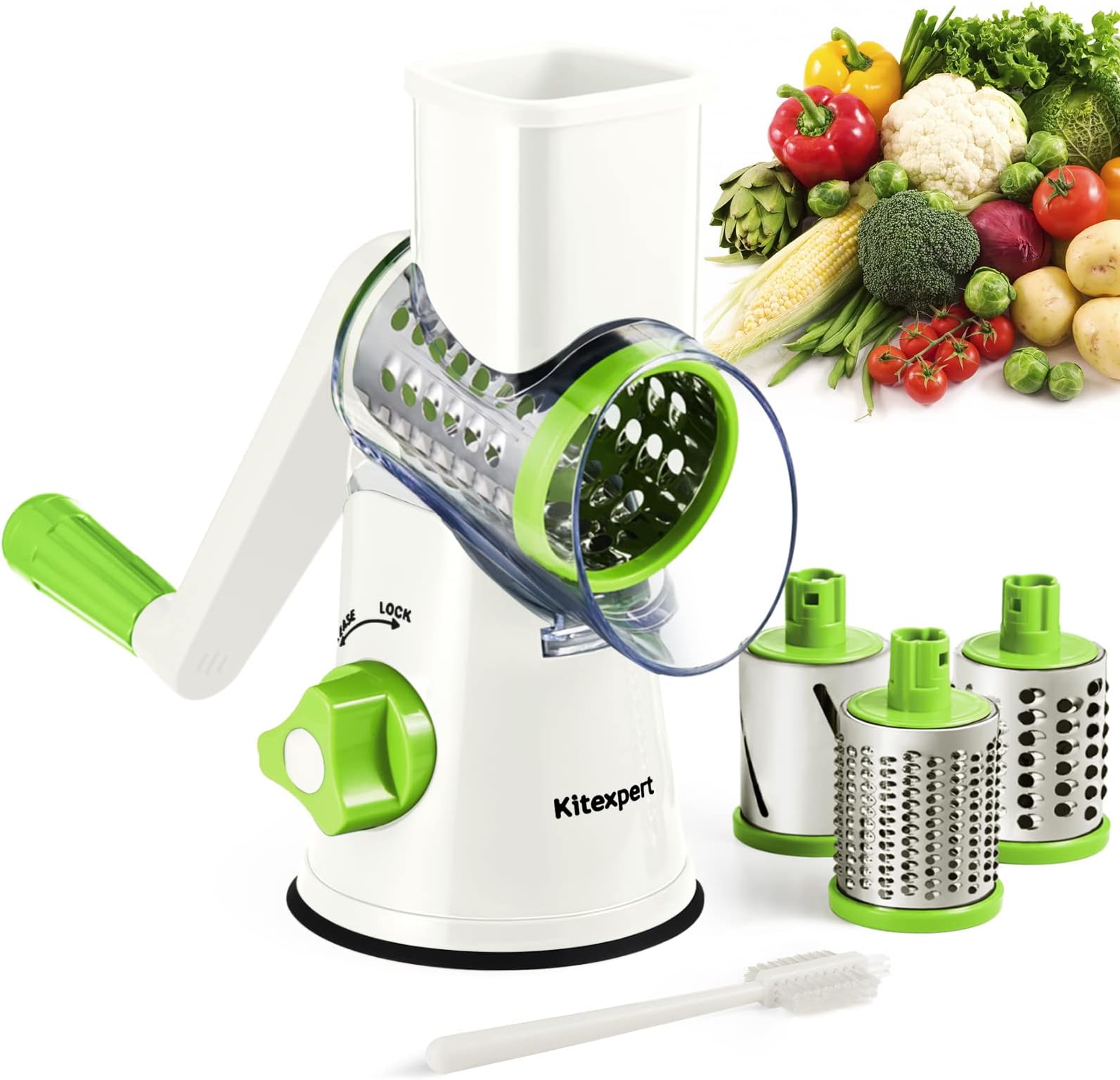Amazon.com: Upgraded Rotary Cheese Grater Shredder - 3 Interchangeable ...