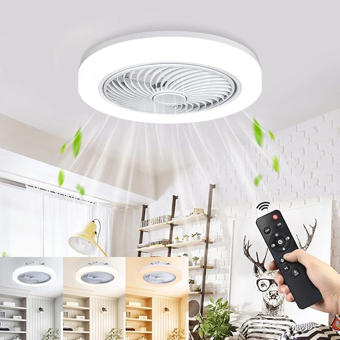 Amazon.com: Ceiling Fans with Lights Remote Control, 18” Modern Flush ...