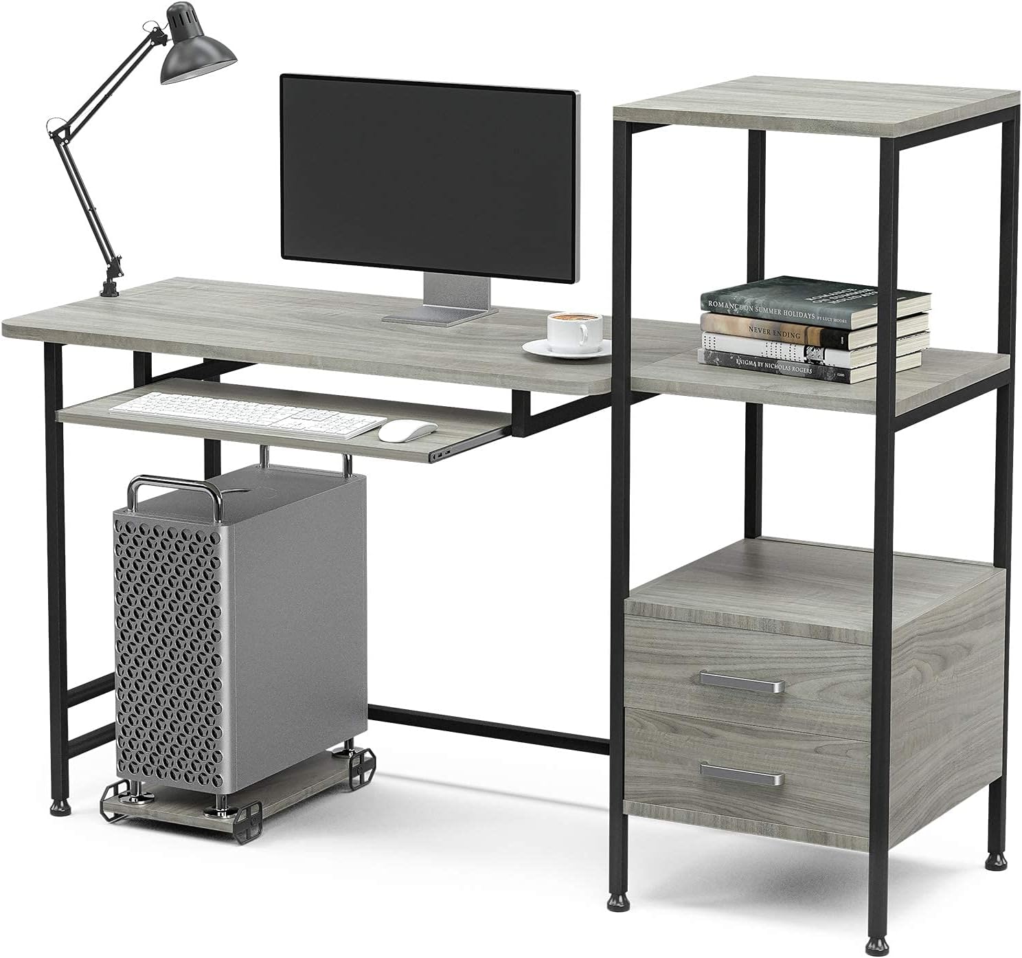 Amazon.com: Mecor Computer Desk with 2 Drawer/Keyboard Tray, 55" Study ...