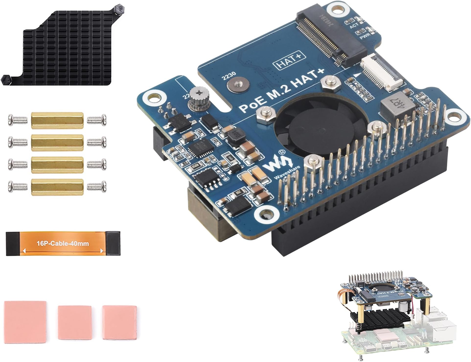 Amazon.com: Waveshare NVME PCIe to M.2 Adapter with PoE Function for ...