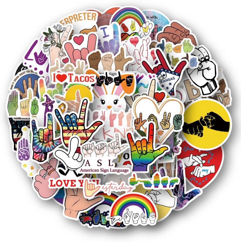 Amazon.com: 50 PCS ASL Stickers,American Sign Language Stickers,I Love ...