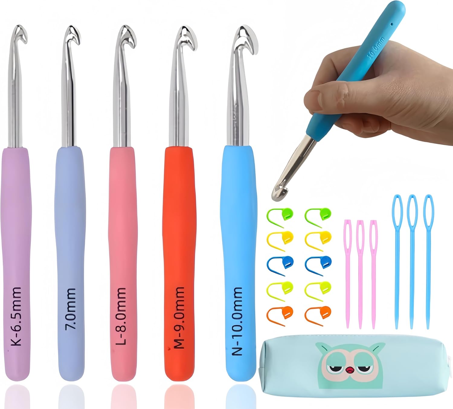 Amazon.com: 5 Large Crochet Hooks,Size 6.5mm 7.0mm 8.0mm 9.0mm 10.0mm ...