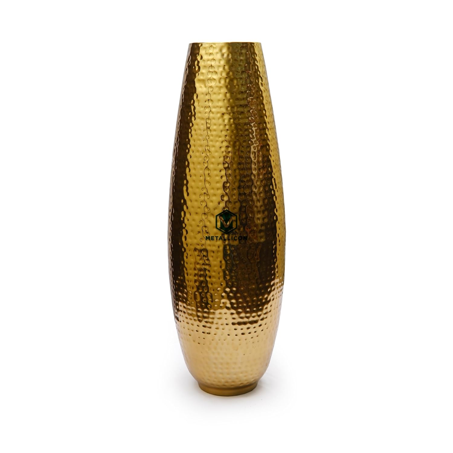 Buy Metallicon Metallic Finish Metal Extra Large Oval Hammered Vase for ...