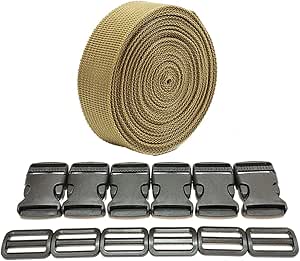 Backpack Strap 3 Metres x 20 mm + 12 Plastic Buckles, Nylon Strap with ...