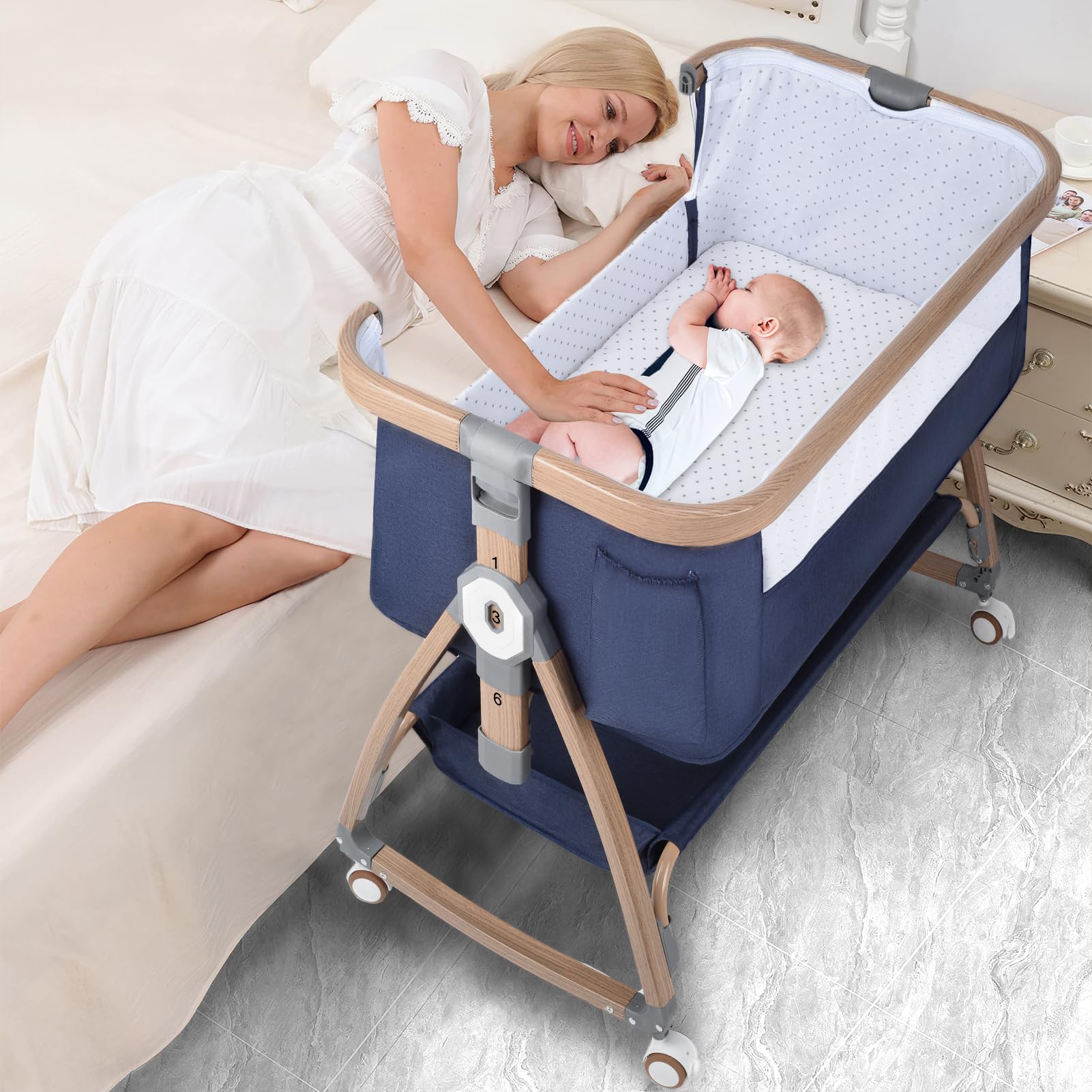 PLKMGF 3 in 1 Baby Bassinet, Bassinet Bedside Sleeper for Baby, Bedside ...