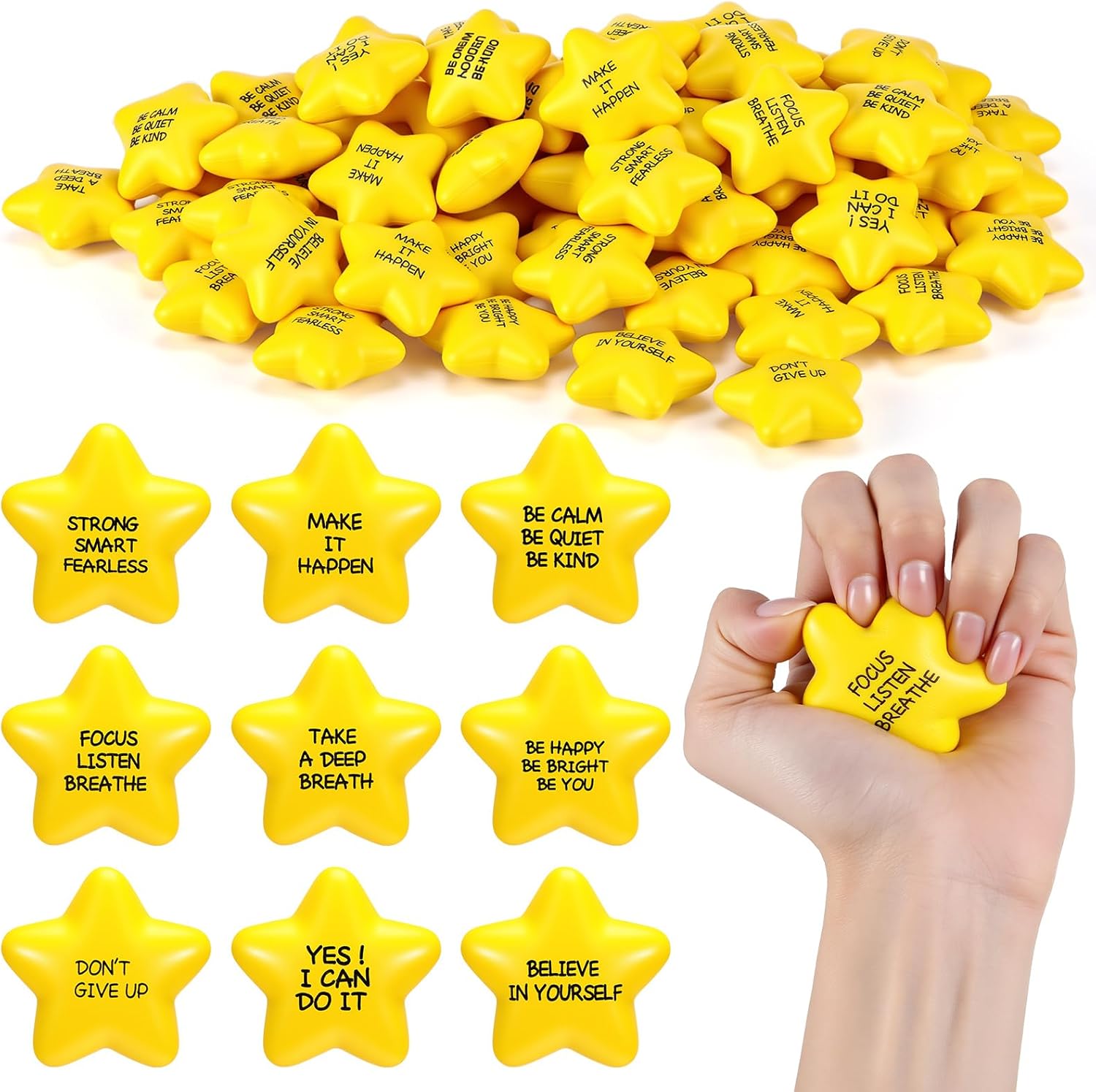 Amazon.com: Shappy 72 Pcs Inspirational Star Stress Relief Balls ...