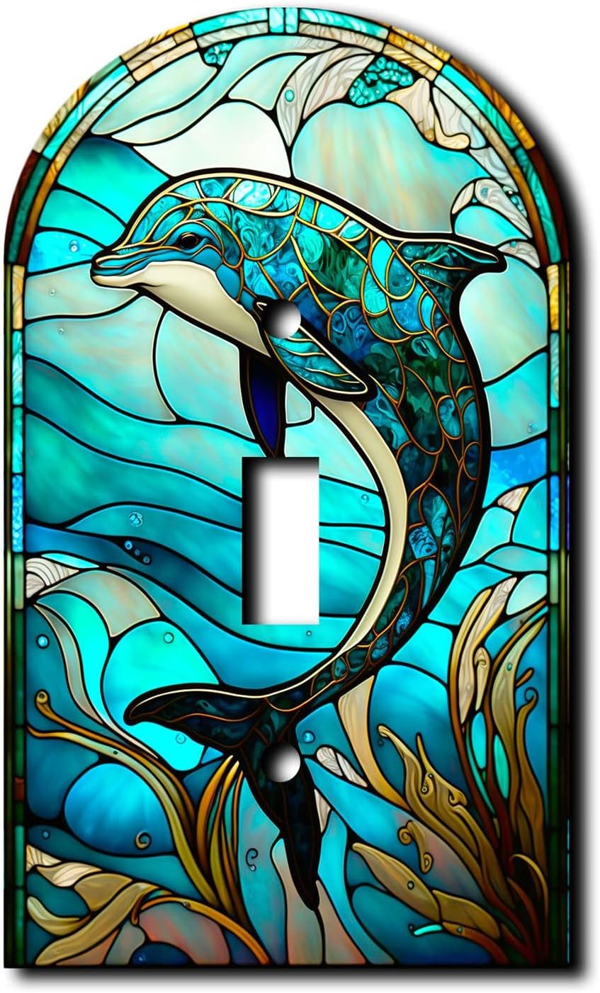 Amazon.com: Off The Wall Plates - Stained Glass Look Dolphin - Single ...