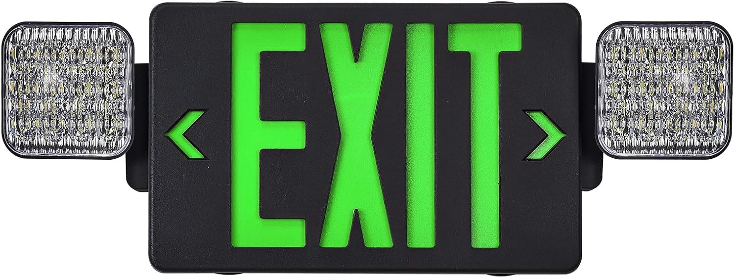 GZRUIYANG Black Housing Exit Sign with Emergency Lights Green, LED ...