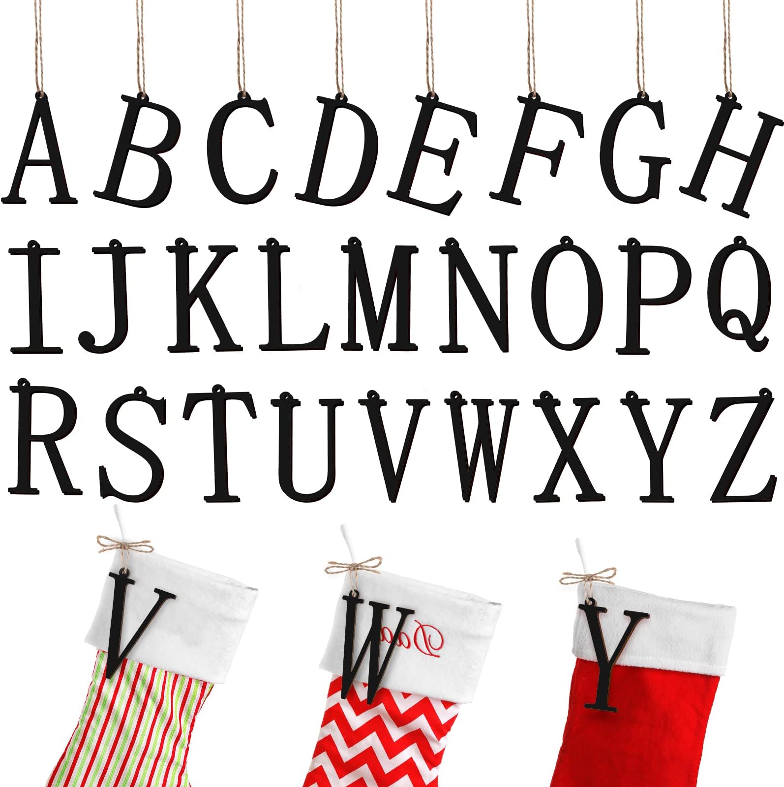 Amazon.com: Suzile 28 Pieces Christmas Stocking Name Tags Xmas Wooden ...
