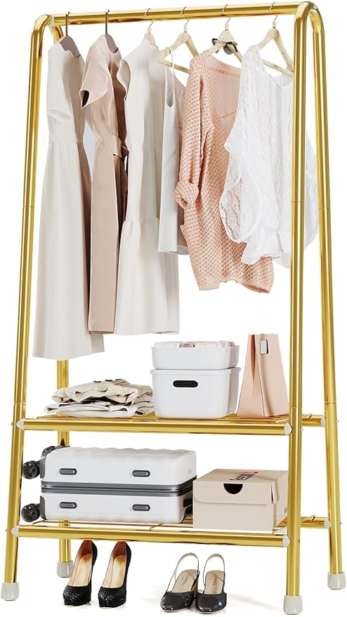 Amazon.com: Gold Garment Rack, Metal Clothes Racks, Sturdy Clothing ...
