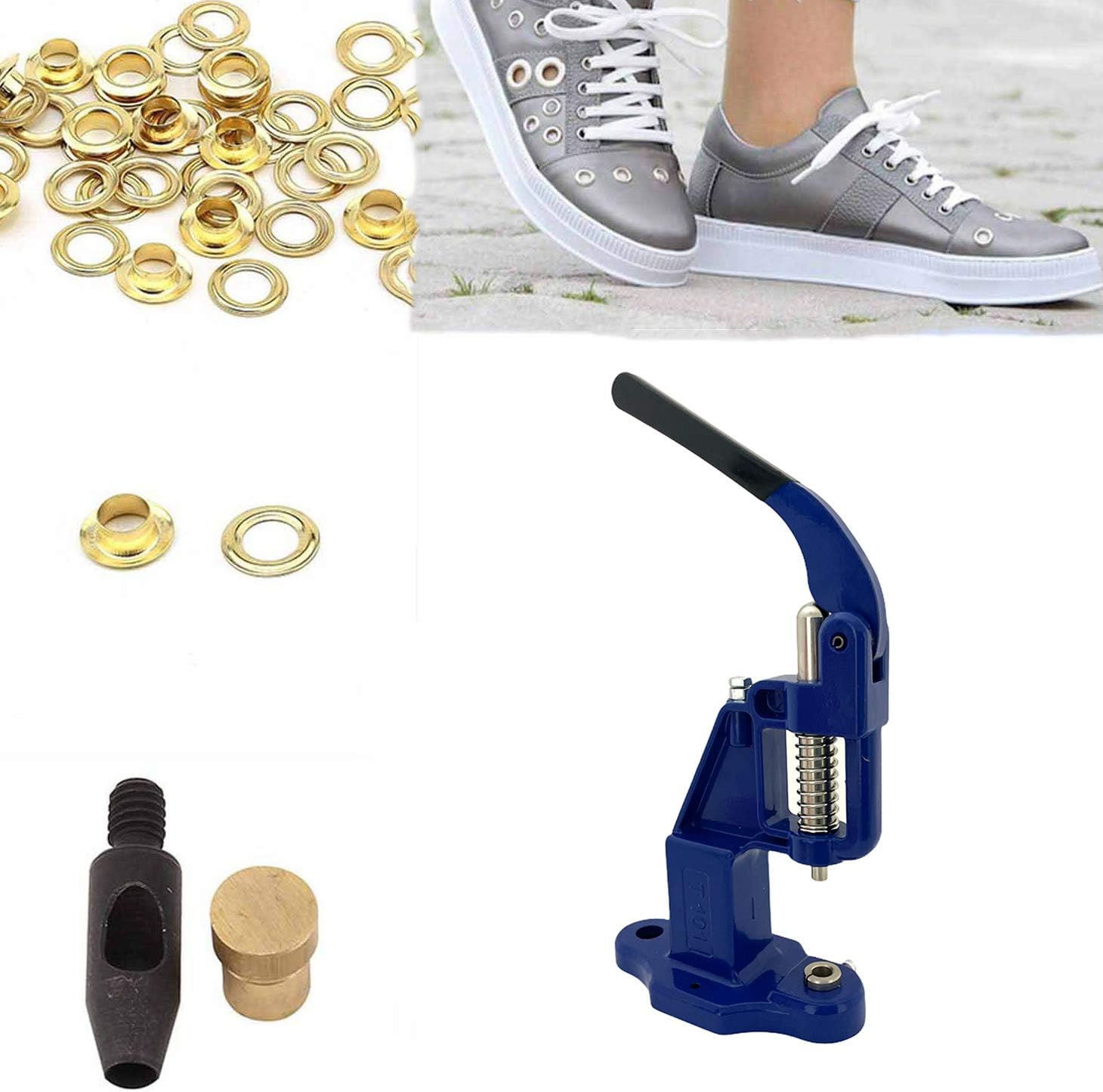 Amazon.com: 1000 pcs Golden Eyelets (Size 5) with Manual Press Machine ...