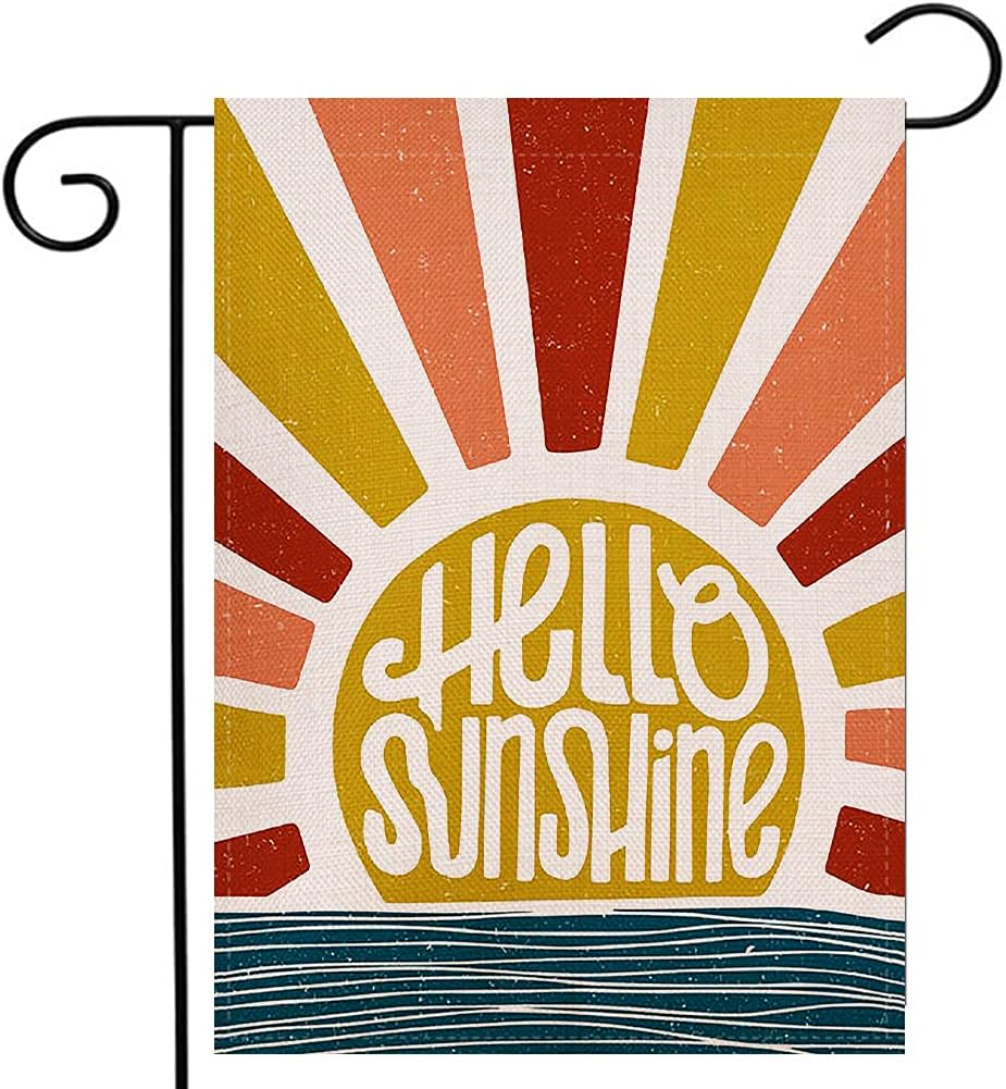 Amazon.com : Spring Hello Sunshine Garden Flag 12x18 Inch Double Sided ...