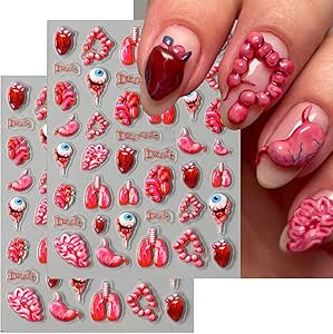 Amazon.com: Halloween Nail Art Stickers 5D Embossed Nail Decals ...