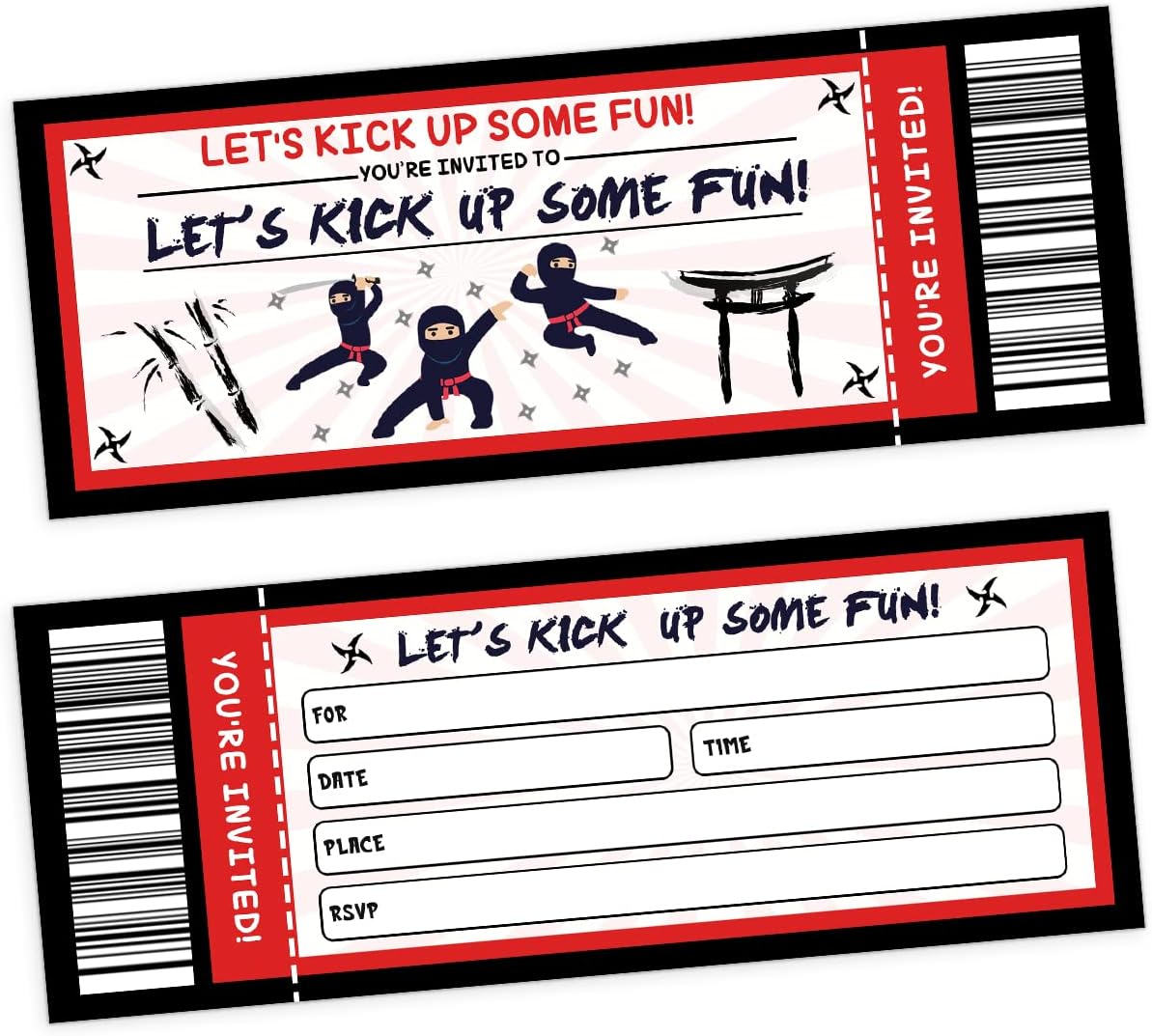 Amazon.com : Ninja Ticket Invitations, ninja with black night line ...