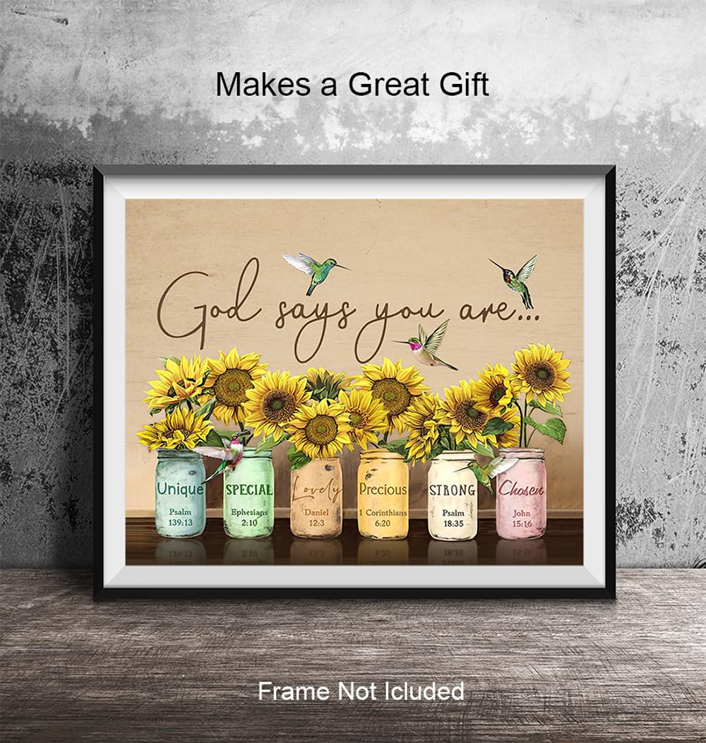 Christian affirmation Wall Art LARGE 11×14 – Inspirational Bible Verse ...