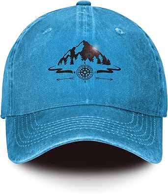 Mountain Baseball Hats Soft Men Cotton Ball Cap with Compass Design ...
