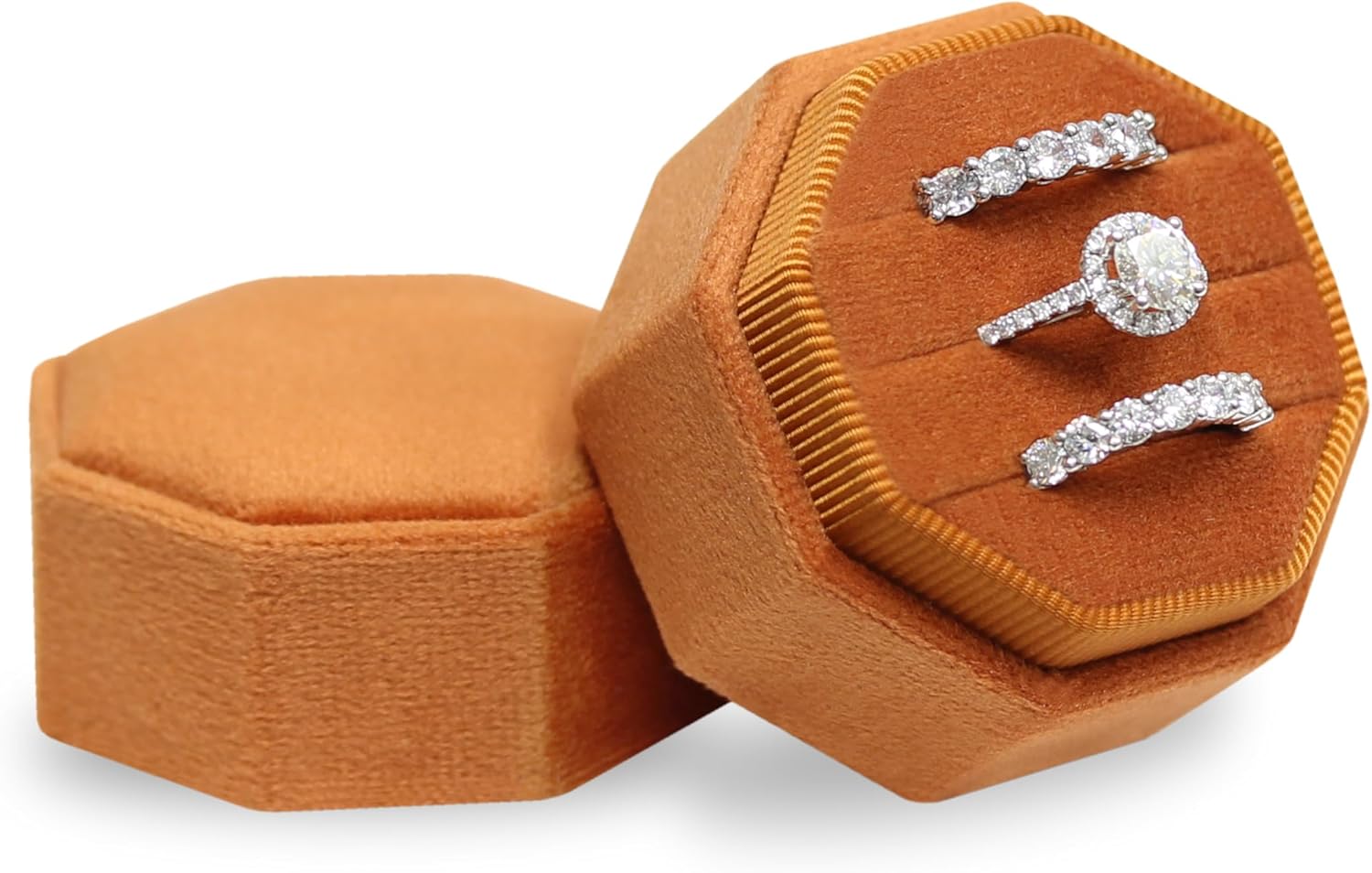 Amazon.com: BLUTETE Velvet 3 Slots Jewelry Ring Box Engagement Wedding ...