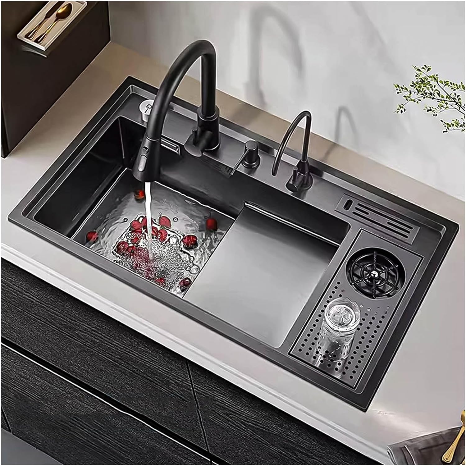 Amazon.com: Modern Black Kitchen Sink,Bar Prep Step Sink, Stainless ...
