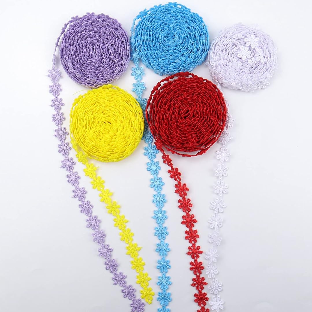 Colorful Lace Trim 5 Colors Embroidery Flower Trim Ribbon Floral ...