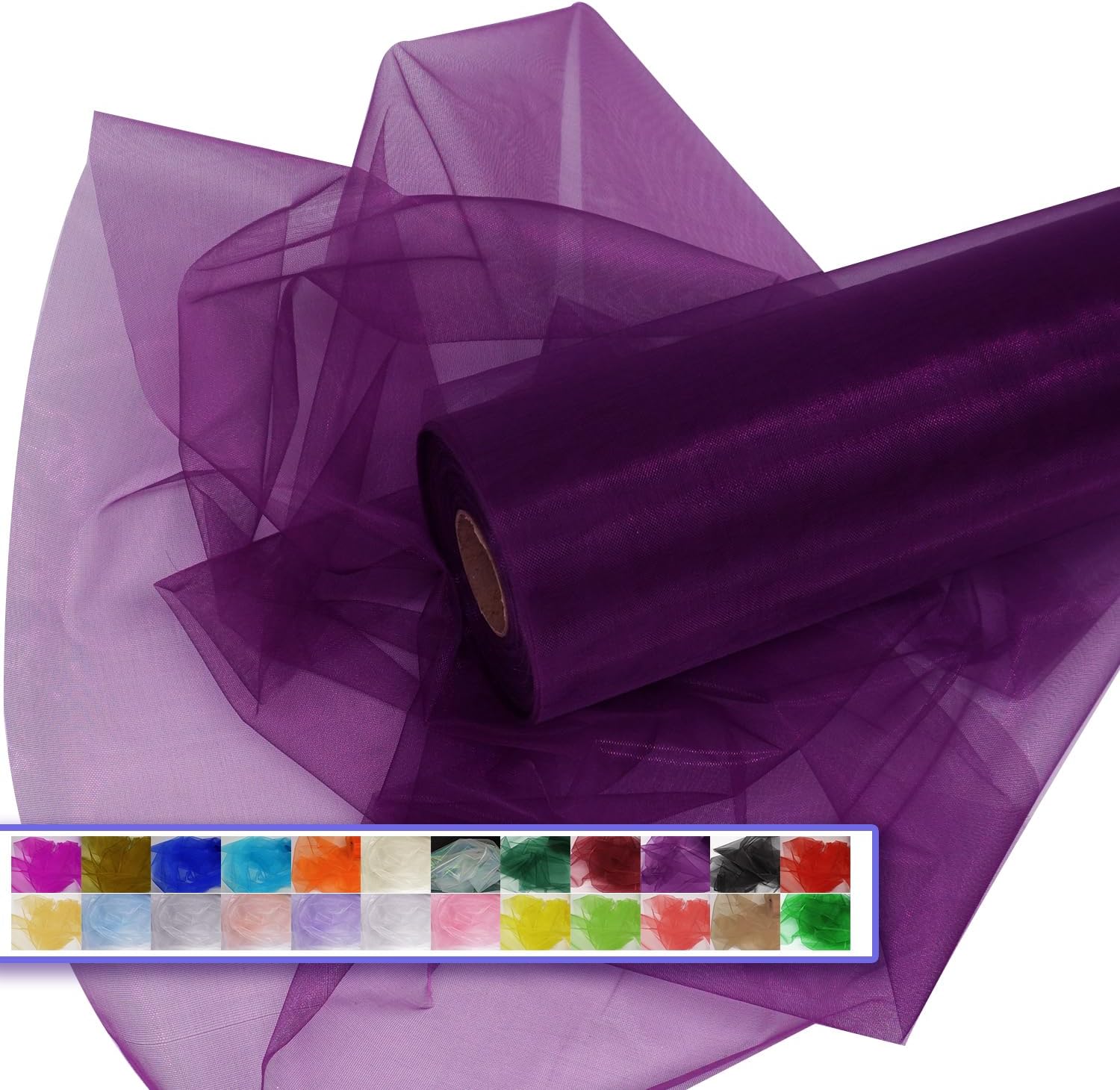 Amazon.com: Purple Organza Tulle Fabric Rolls, Crystal Organza 12" by ...