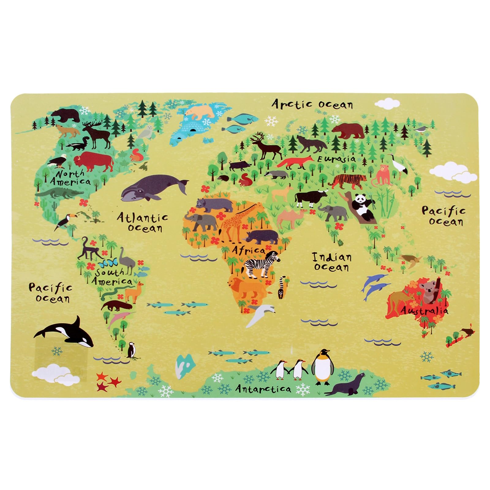 World Map Educational Placemat Countries Continents Oceans Kids World