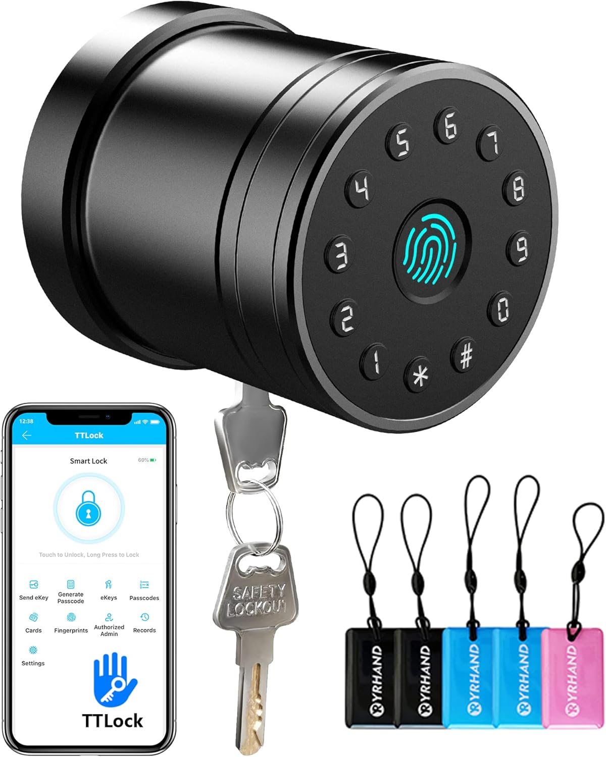 YRHAND Smart Lock Fingerprint Door Lock 5-1 Keyless Entry Door Lock ...