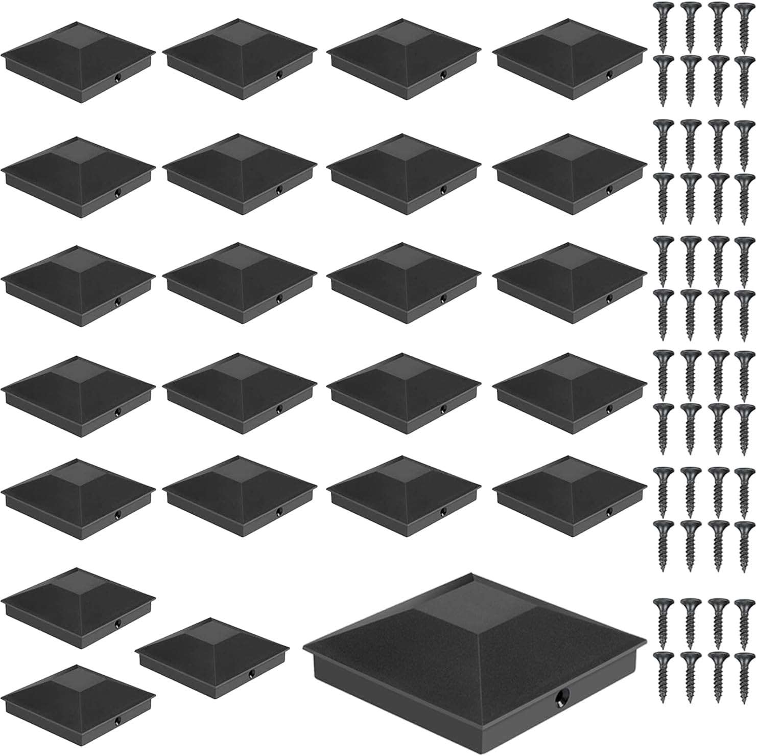 24pcs Wood Fence Post Caps, PP Plastic Post Caps Cover 4X4(3.5in x 3 ...