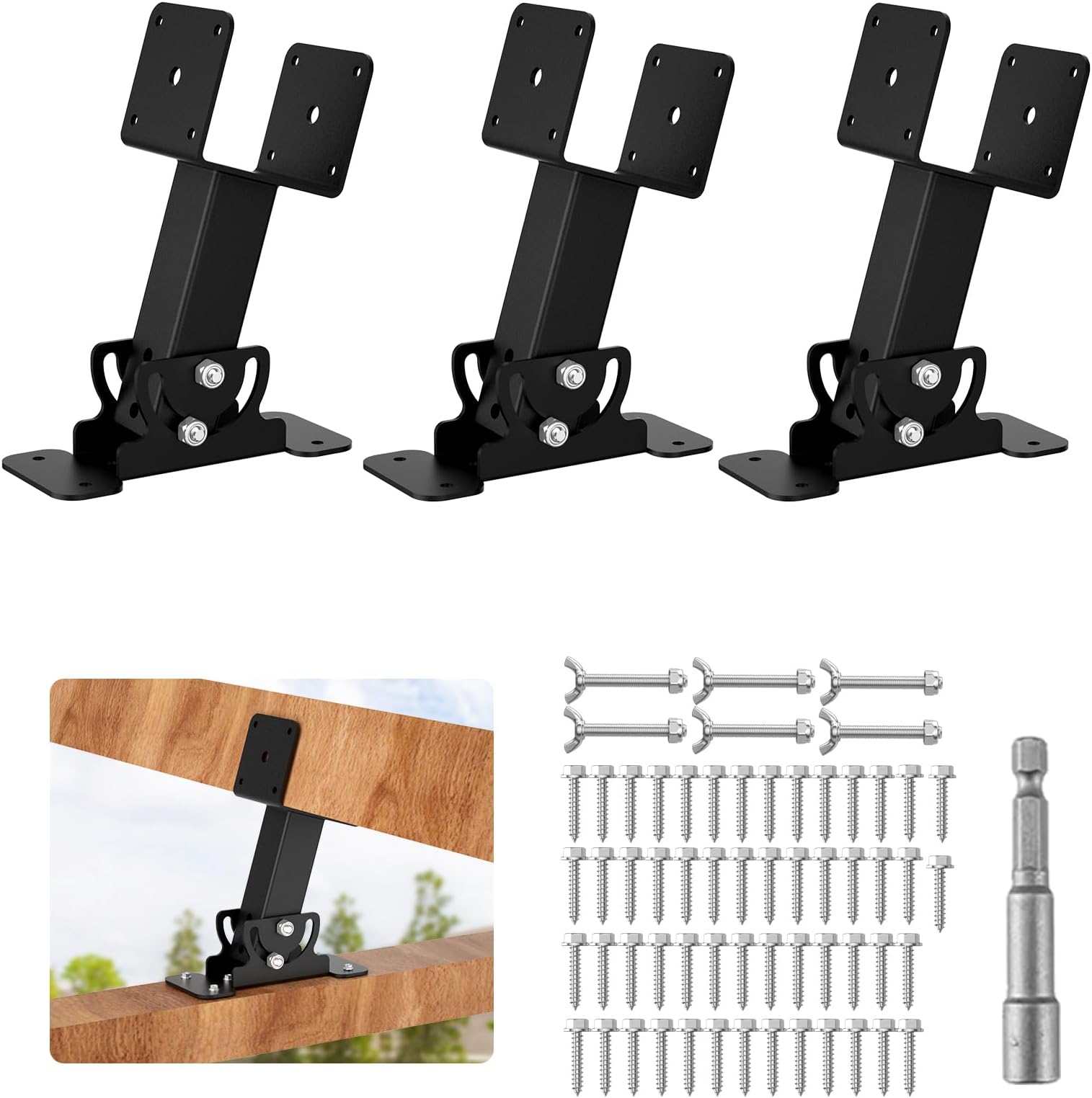 Amazon.com: 3pcs Roof Riser Brackets Kit Pergola Roof Riser Adjustable ...