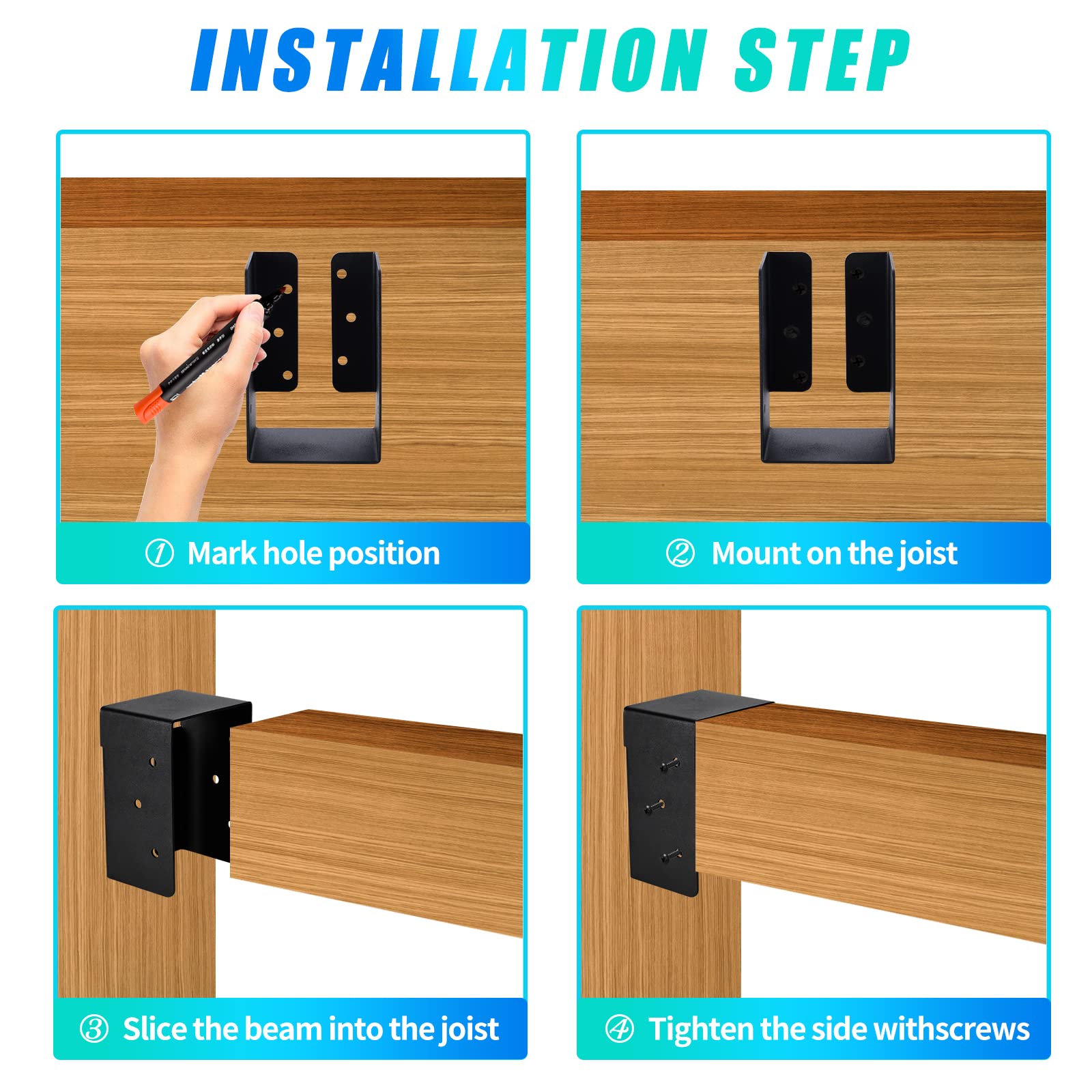 Snapklik.com : Concealed Joist Hangers, 8 Pcs 4"x6" Outdoor Trim ...