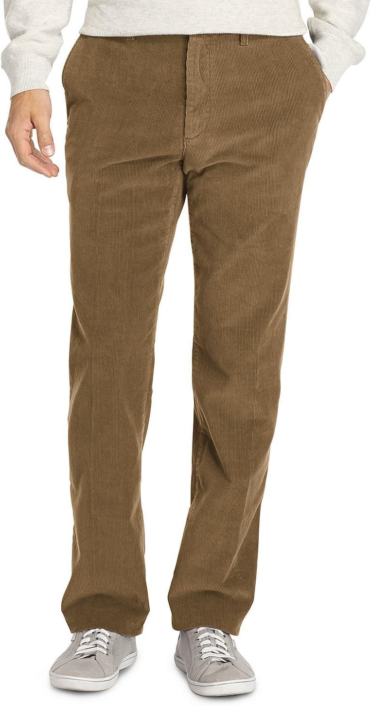 Izod Men's Flat Front Straight Fit Corduroy Pants, W36/L34 , Dark ...