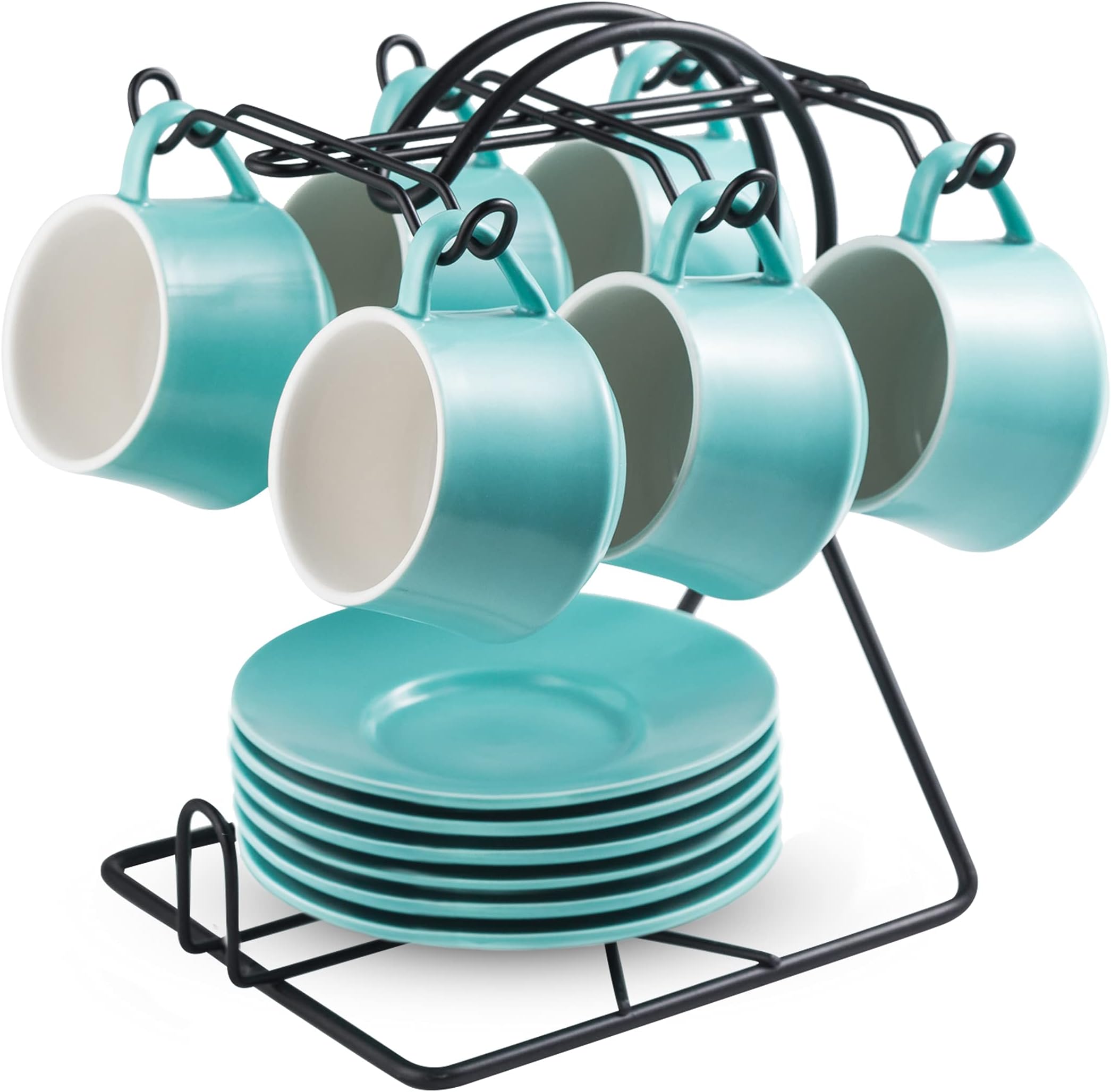 Amazon.com | Teocera 2.5oz Espresso Cups with Saucers and Metal Stand ...